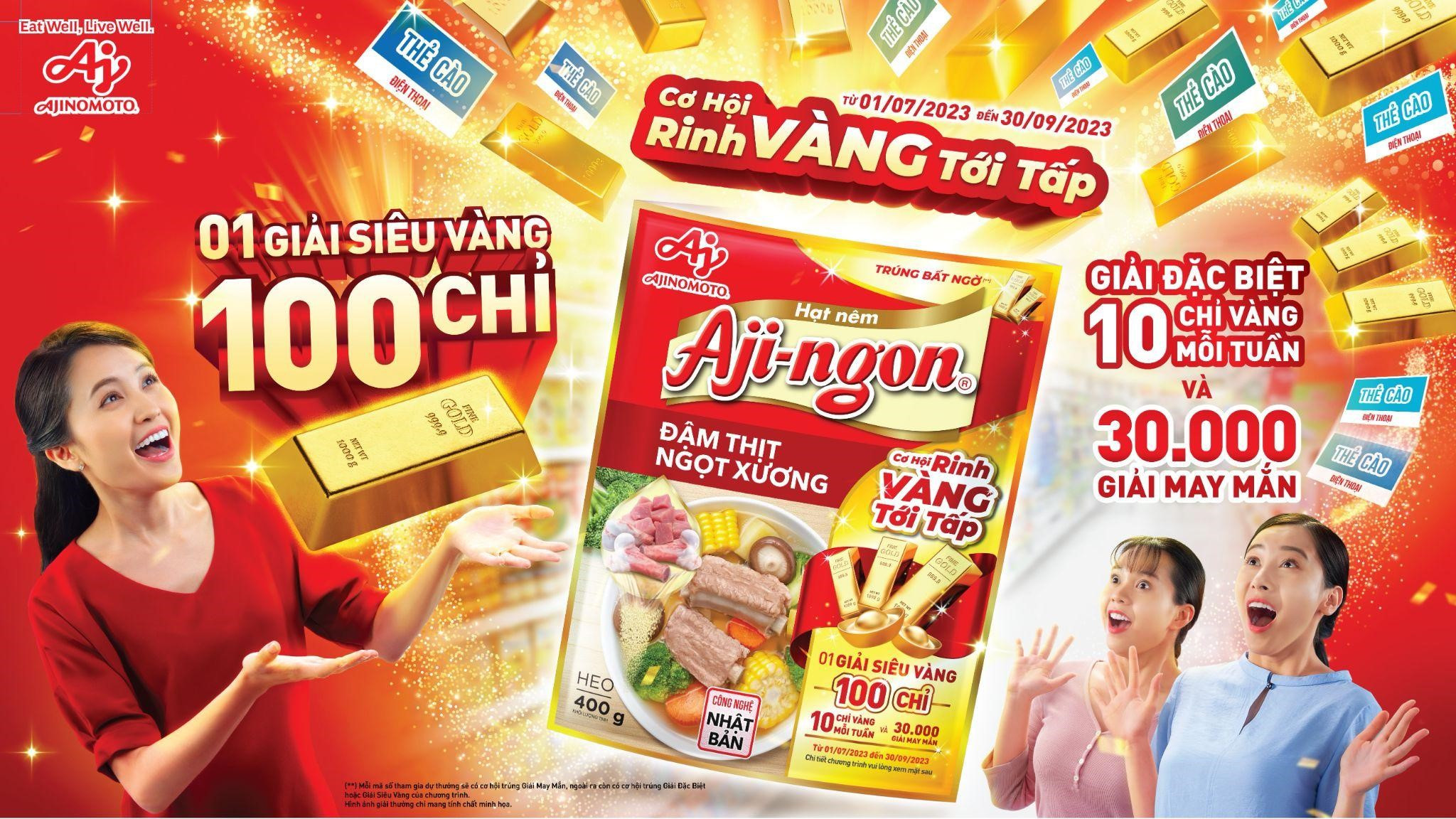 Bất ngờ với cơ hội rinh ngay vàng PNJ 24K trong mỗi gói hạt nêm Aji ...