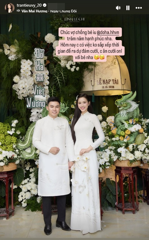 Hoa hậu Tiểu Vy vắng mặt ở đám cưới Đỗ Thị Hà, lý do 'nghỉ chơi'?